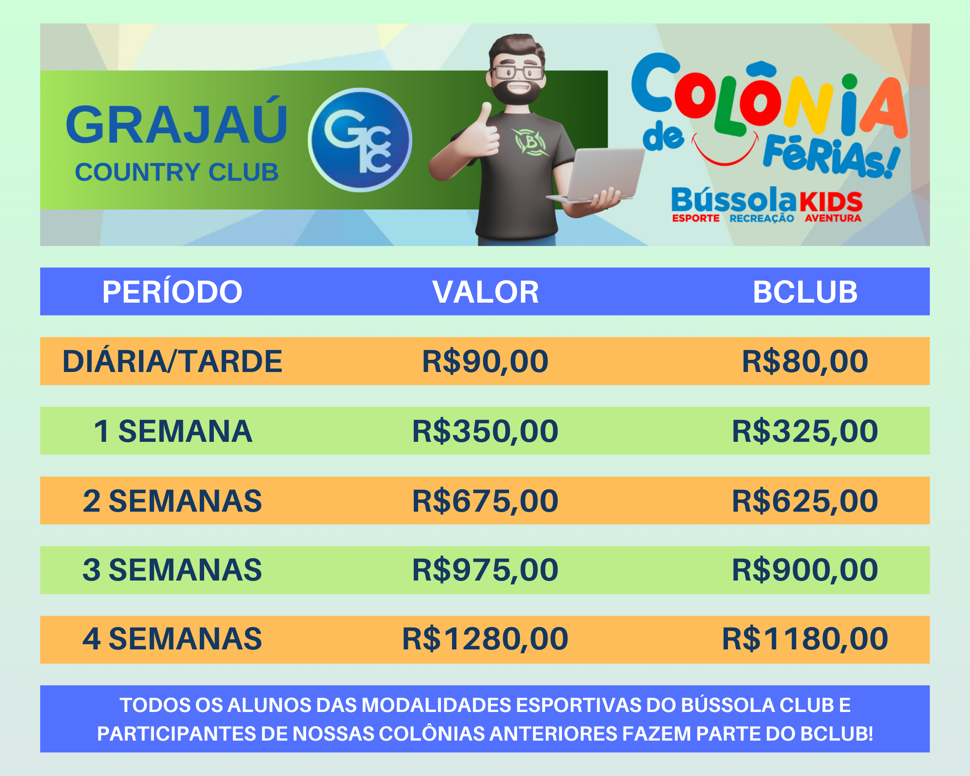 Colônia de Férias – GRAJAÚ COUNTRY – Verão – Bússola Club