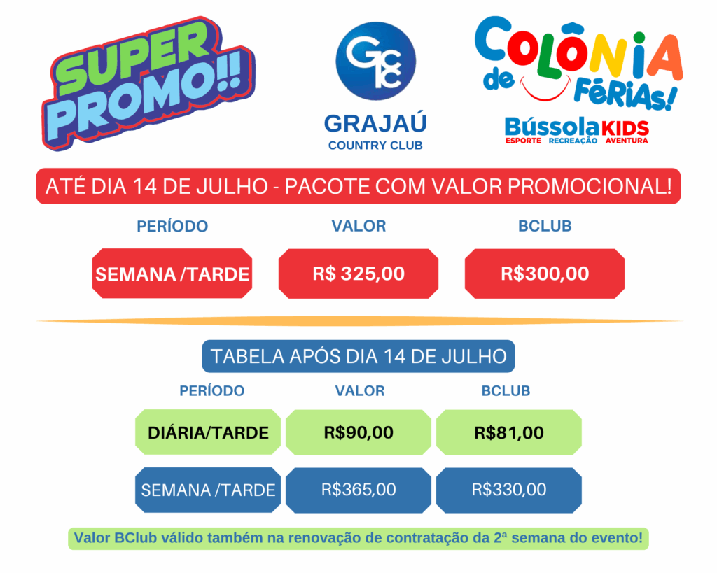 Colônia de Férias – GRAJAÚ COUNTRY – INVERNO 2025 – Bússola Club